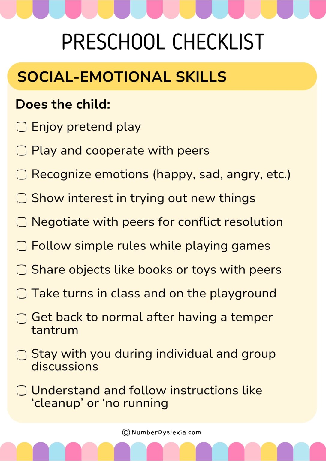 Preschool Checklist For Teachers [PDF Included] - Number Dyslexia