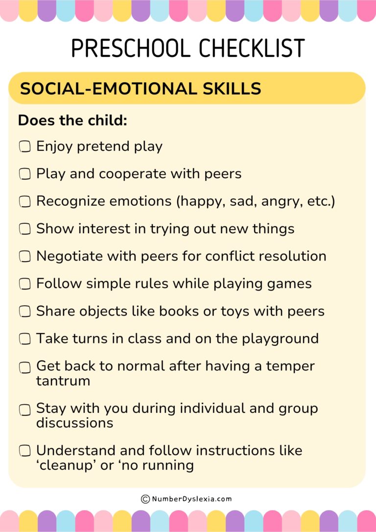 Preschool Checklist For Teachers [PDF Included] - Number Dyslexia