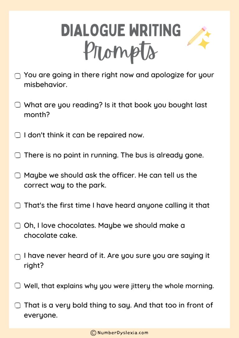 100 Interesting Dialogue Writing Prompts for Children - Number Dyslexia