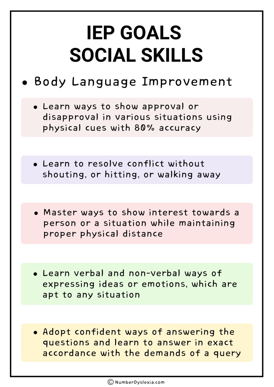25 IEP Goals For Social Skills Development In Kids - Number Dyslexia