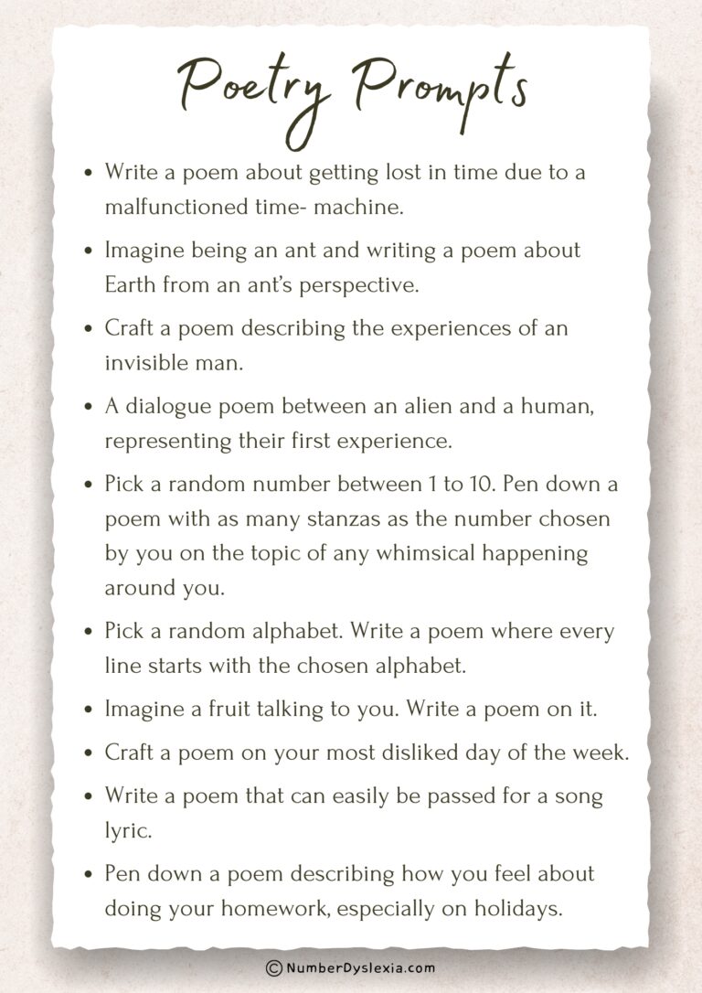 Inspiring Poetry Prompts for Children - Number Dyslexia