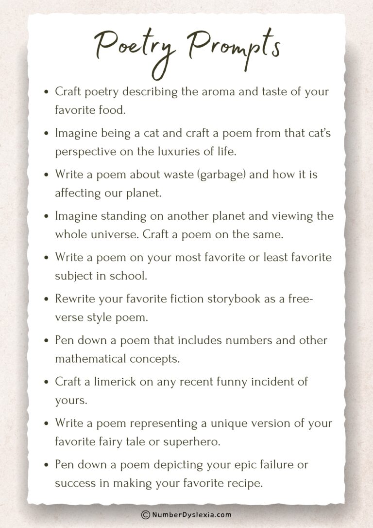 Inspiring Poetry Prompts for Children - Number Dyslexia