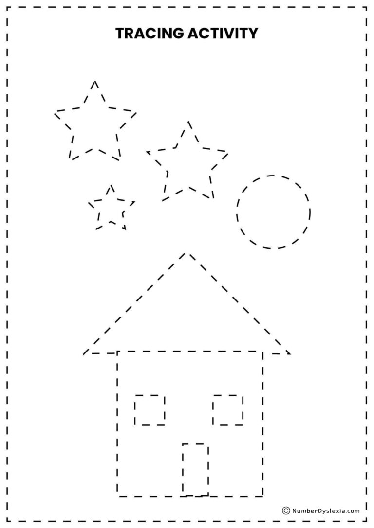 Printable tracing sheets for Preschoolers - Number Dyslexia