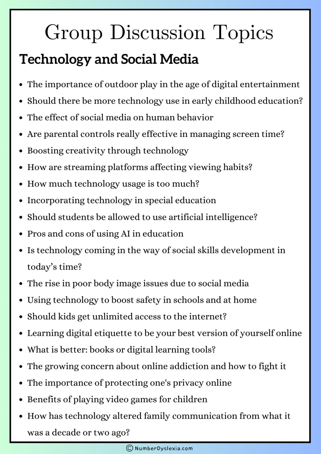 List Of 200 Group Discussion Topics [PDF Included] - Number Dyslexia