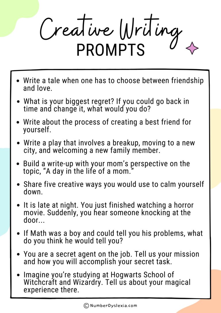 100 Creative Writing Prompts For All Ages - Number Dyslexia