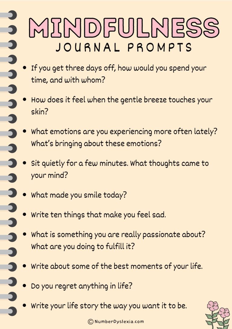 100 Mindfulness Journal Prompts - Number Dyslexia