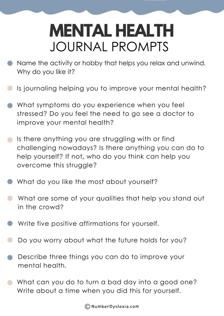 50 Journal Prompts for Mental Health - Number Dyslexia
