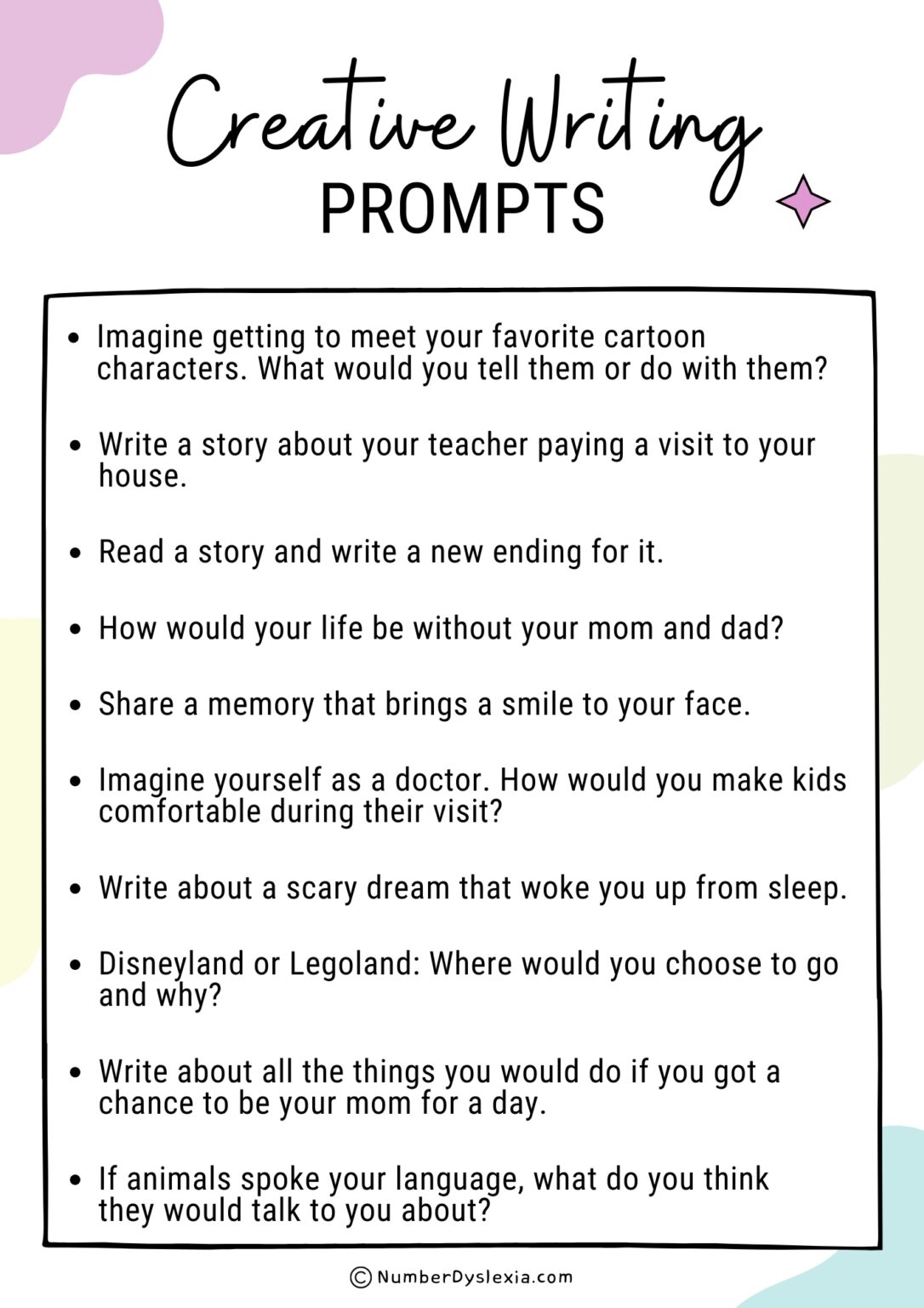 100 Creative Writing Prompts For All Ages - Number Dyslexia