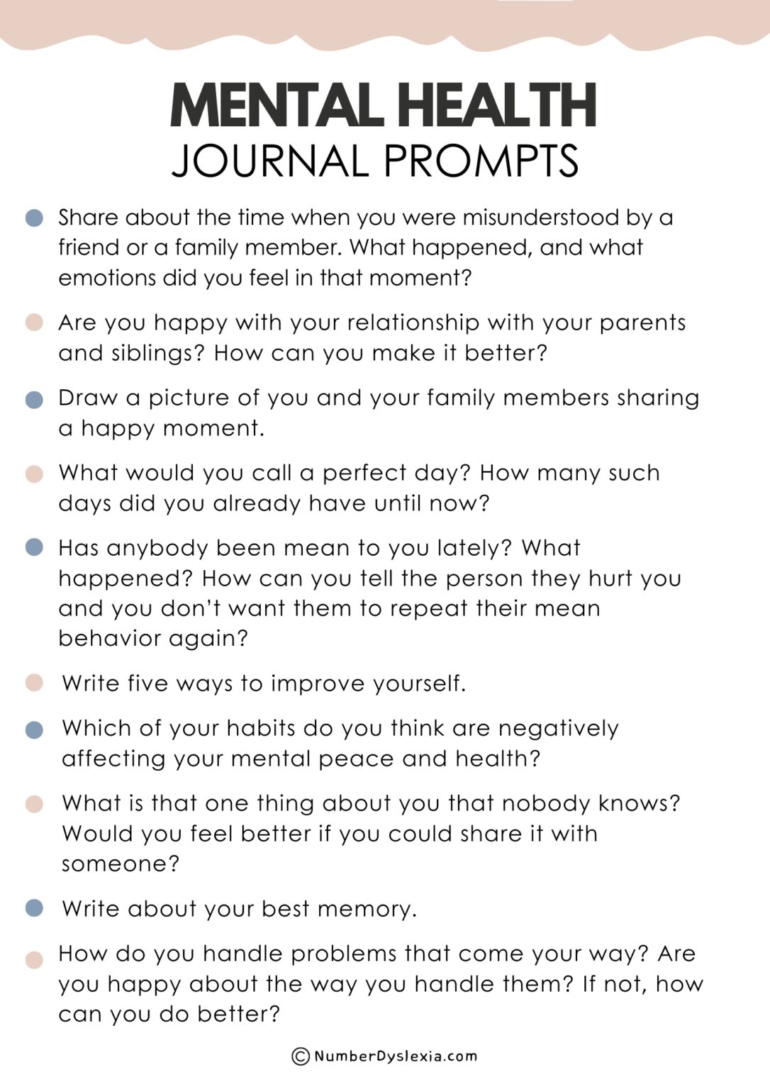 50 Journal Prompts for Mental Health - Number Dyslexia