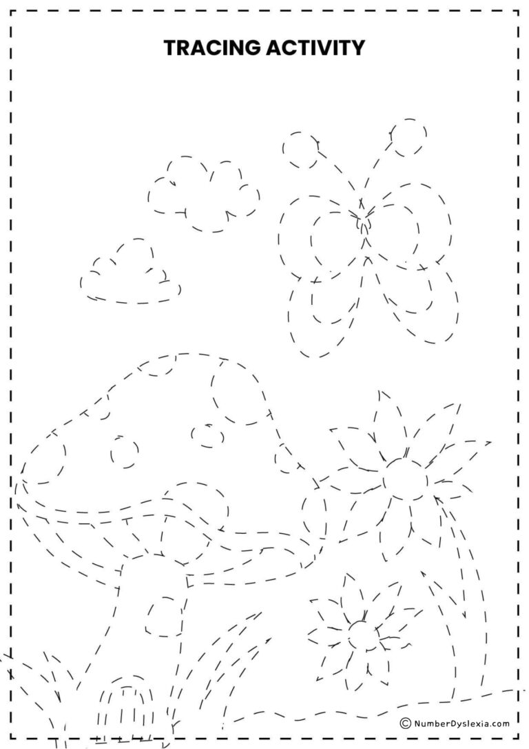 Printable tracing sheets for Preschoolers - Number Dyslexia