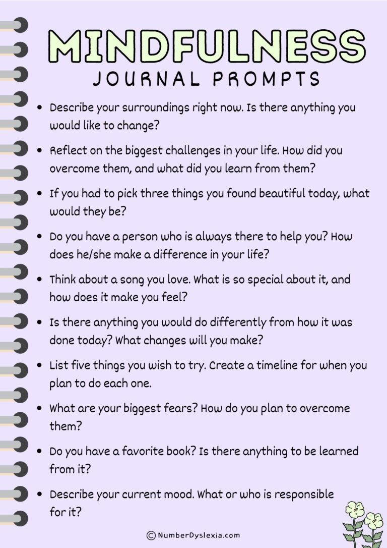 100 Mindfulness Journal Prompts - Number Dyslexia