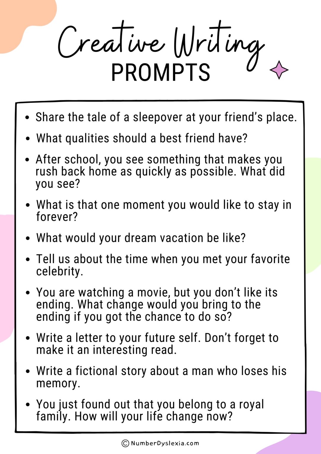 100 Creative Writing Prompts For All Ages - Number Dyslexia