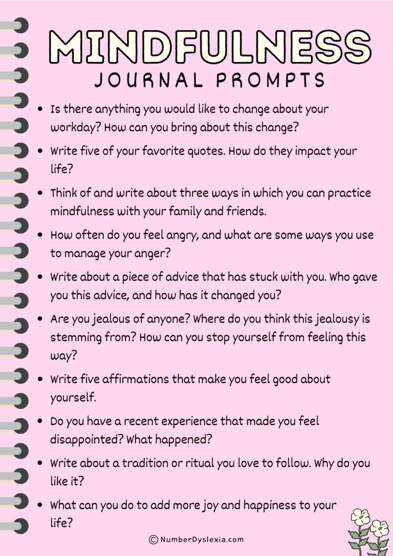 100 Mindfulness Journal Prompts - Number Dyslexia