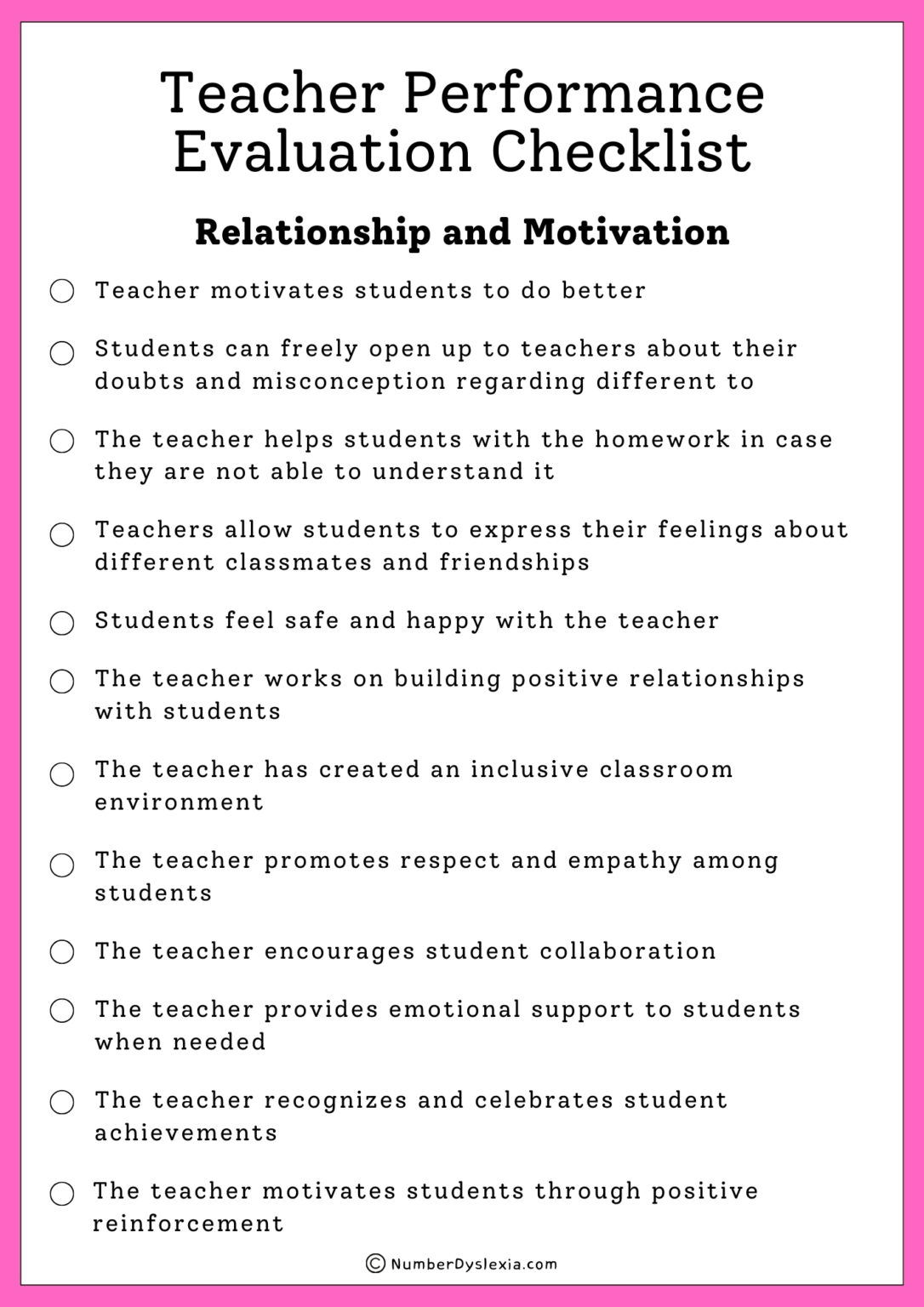 Printable Teacher Performance Evaluation Checklist [PDF Included ...