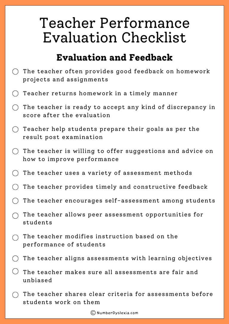 Printable Teacher Performance Evaluation Checklist [PDF Included ...