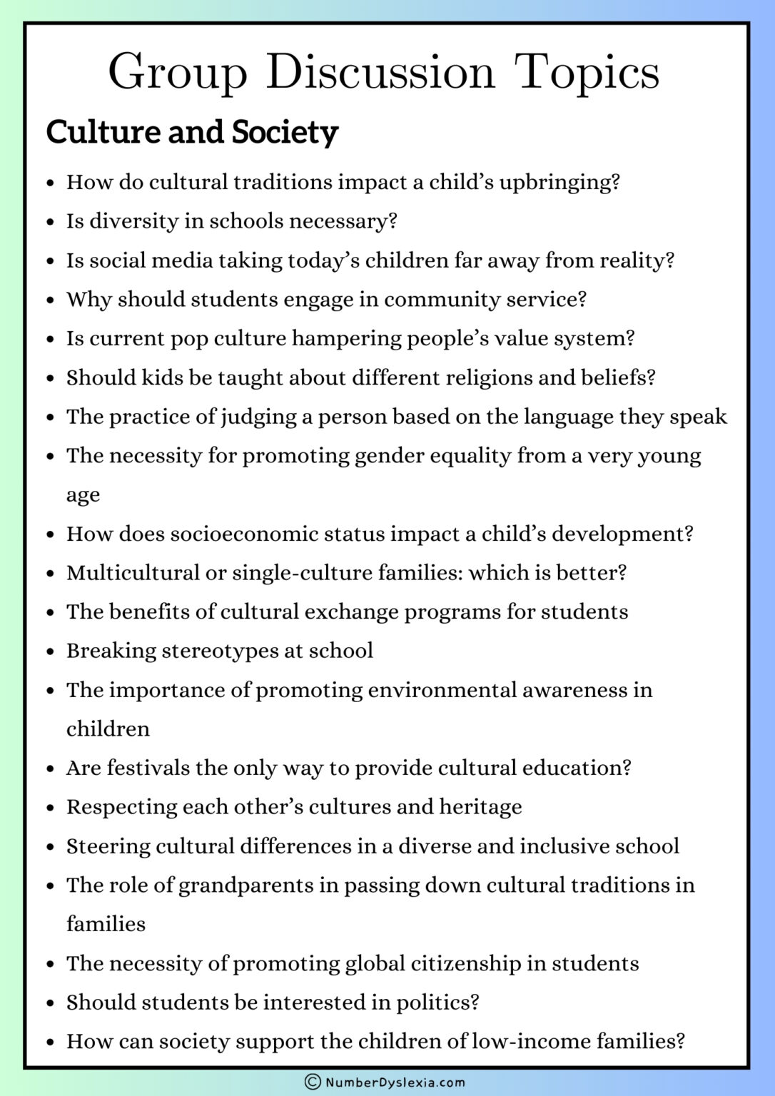 List Of 200 Group Discussion Topics [PDF Included] - Number Dyslexia