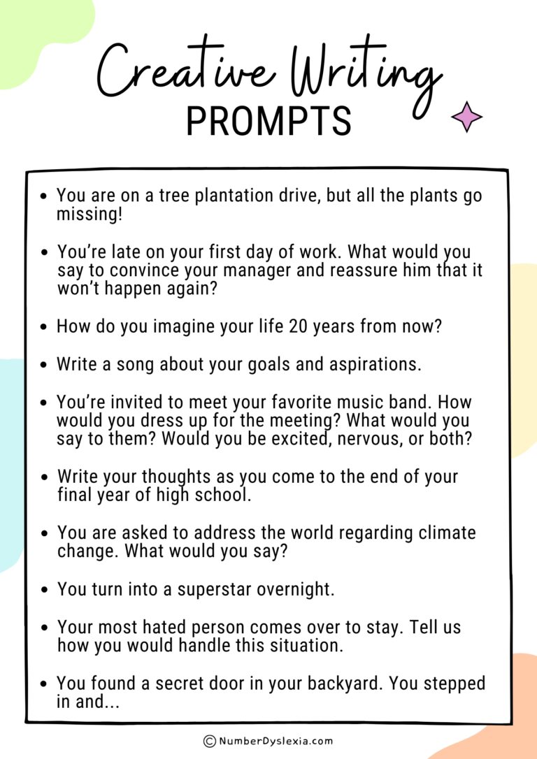100 Creative Writing Prompts For All Ages - Number Dyslexia