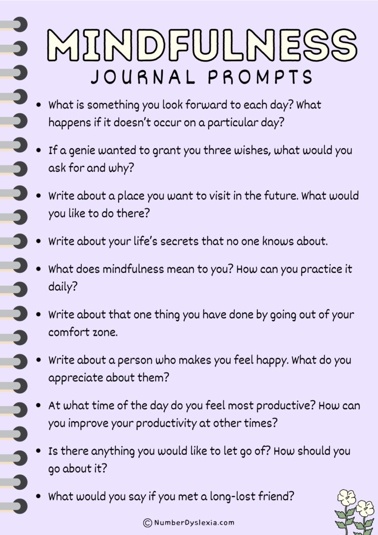 100 Mindfulness Journal Prompts - Number Dyslexia